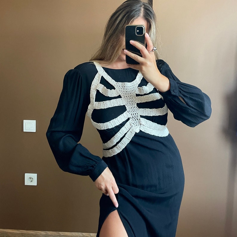 Crochet Skeleton Top Grunge Fairycore Goth Top Skeleton - Etsy