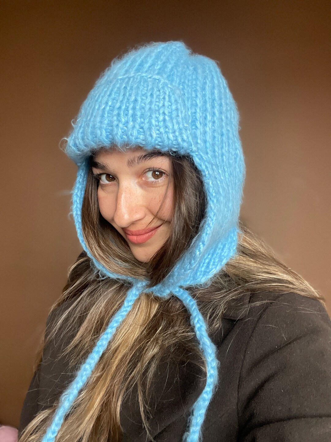 Hand Knit Warm Balaclava, Handmade Balaclava, Blue Mohair Warm Winter ...