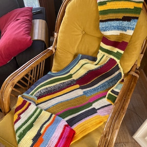 Crochet Colorful Sweater, Striped Patchwork Sweater, Big Sleeves Warm ...