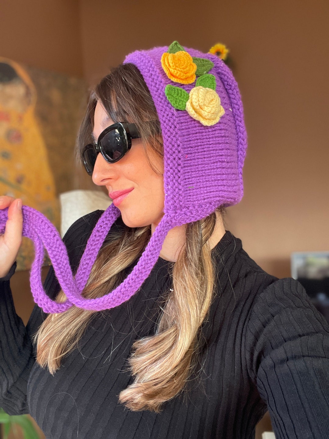 Crochet Rose Bonnet, 3 Different Colors Crochet Balaclava, Bhava's ...