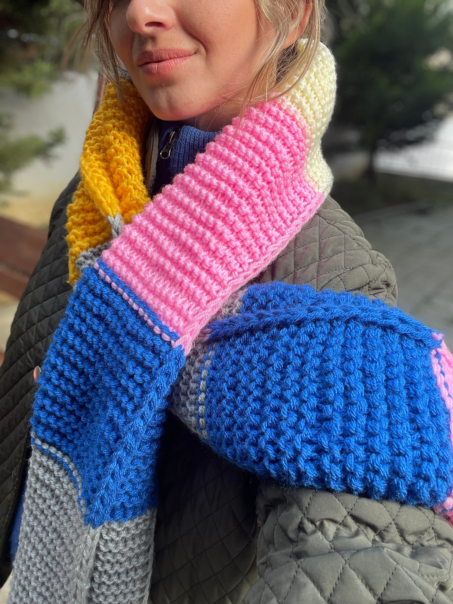 Crochet Colorful Scarf, Handmade Unisex Knit Winter Scarf - Etsy