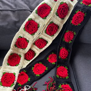 Crochet Rose Scarf: Handmade Wool-cotton Bhava Style Scarf - Etsy