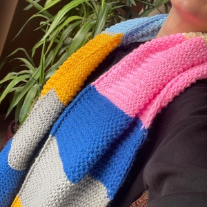Crochet Colorful Scarf, Handmade Unisex Long Scarf, Hand-knitted Unique ...