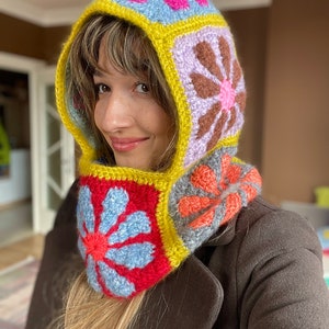 Crochet Balaclava, Daisy Colorful Balaclava, Handmade Floral Design ...