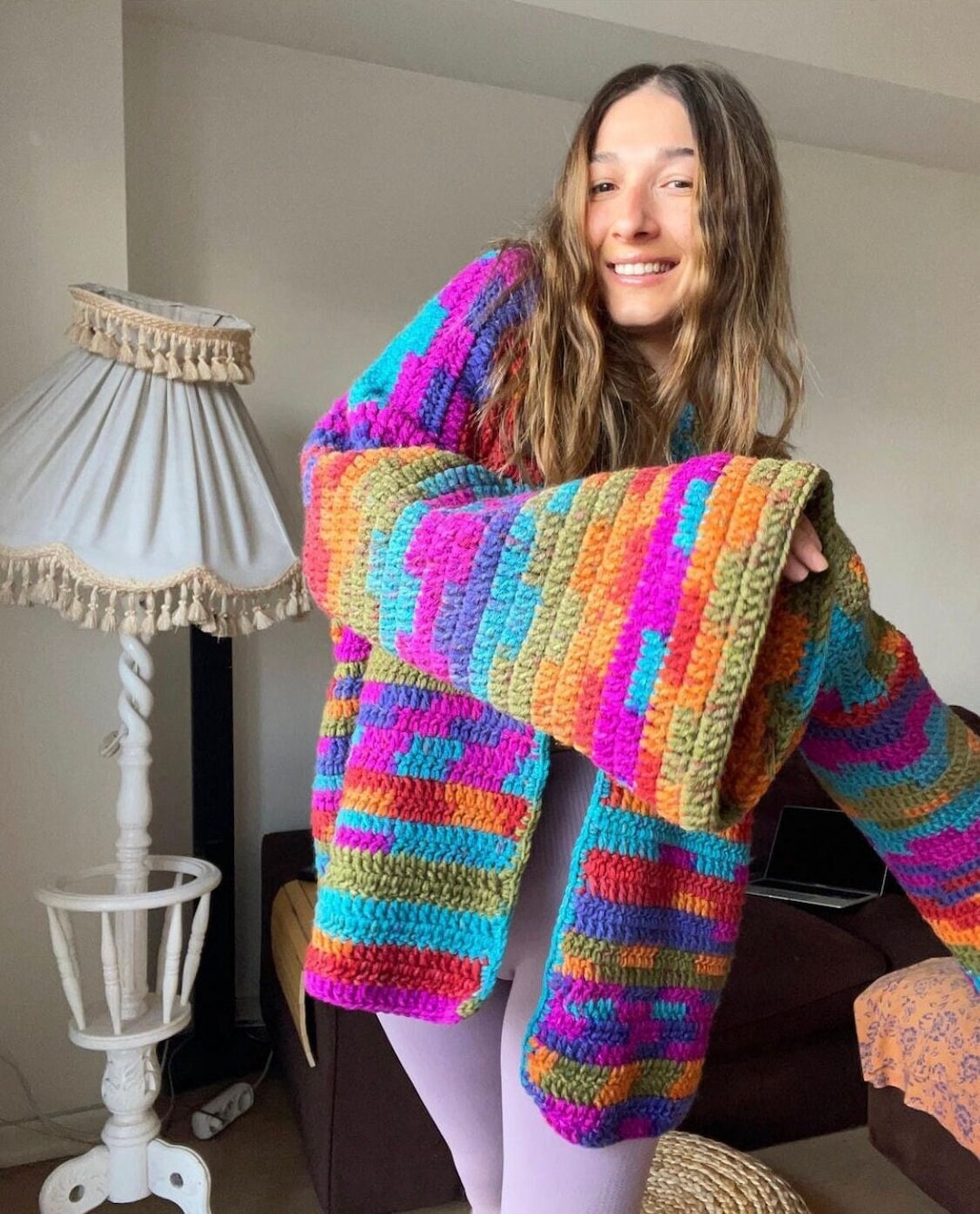 Crochet Colorful Cardigan, Oversized Unisex Cardigan, Bhava's Style Big ...