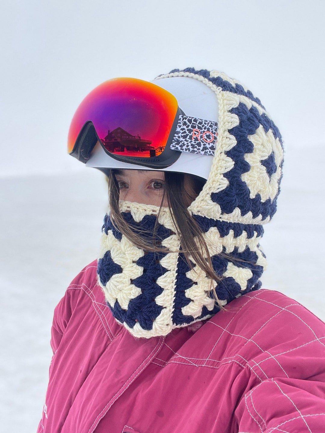 Crochet Balaclava Mask Over Helmet, Unisex Handmade Snow Mask, 6 ...