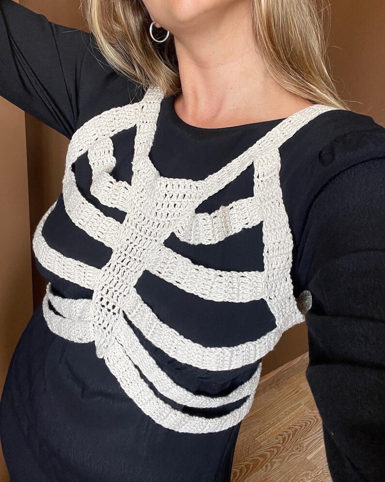 Crochet Skeleton Top Grunge Fairycore Goth Top Skeleton - Etsy
