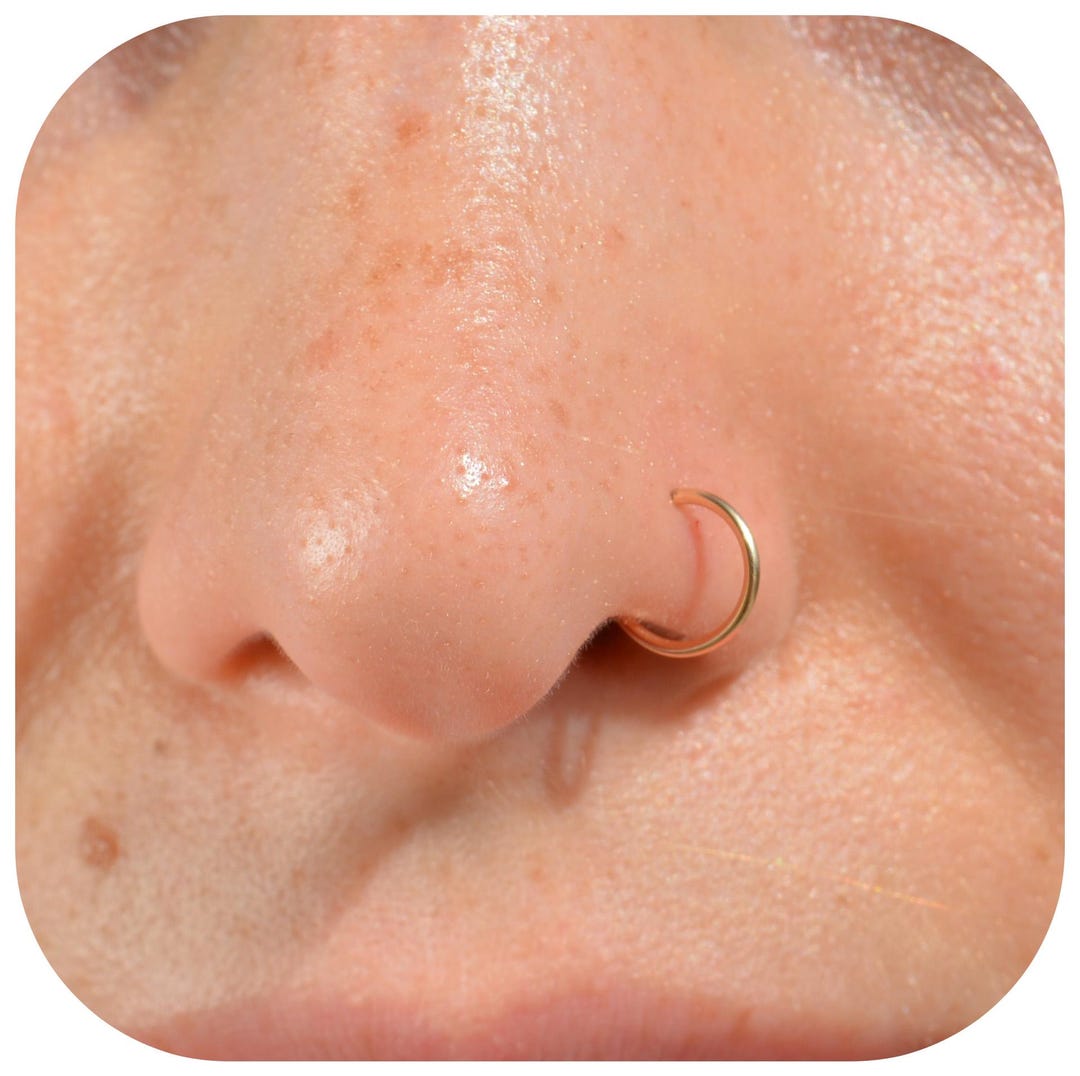 14K Gold Filled 7mm Nose Hoop | Ring for Nostril Piercing 20 Gauge ...