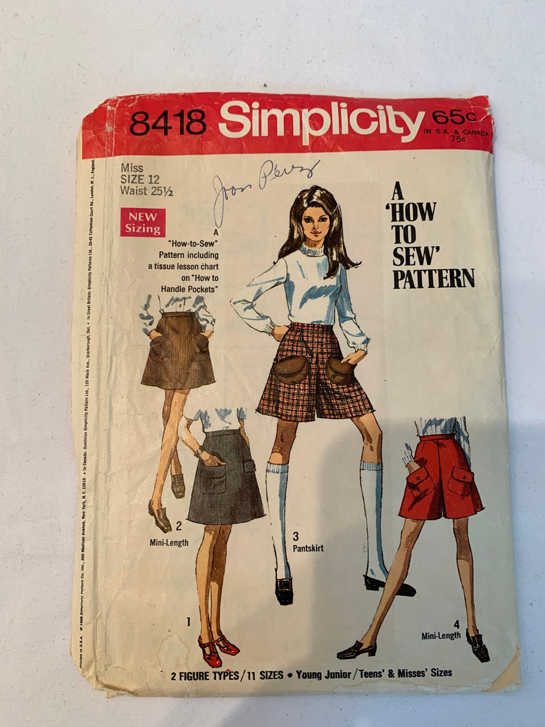 Vintage Sewing Pattern Simplicity 8418 a "how to Sew" Pattern Size 12 ...