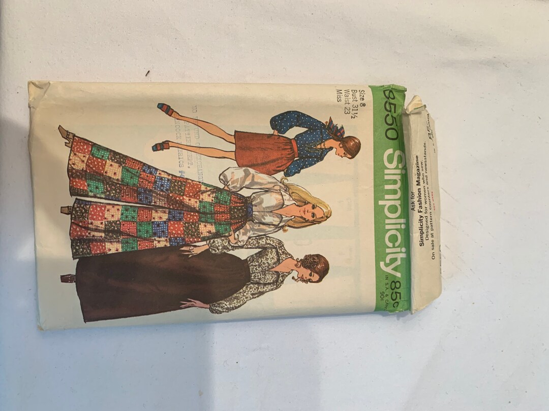 Vintage Simplicity #8550 Sewing Pattern Size 8 Maxi Skirt and Blouse ...