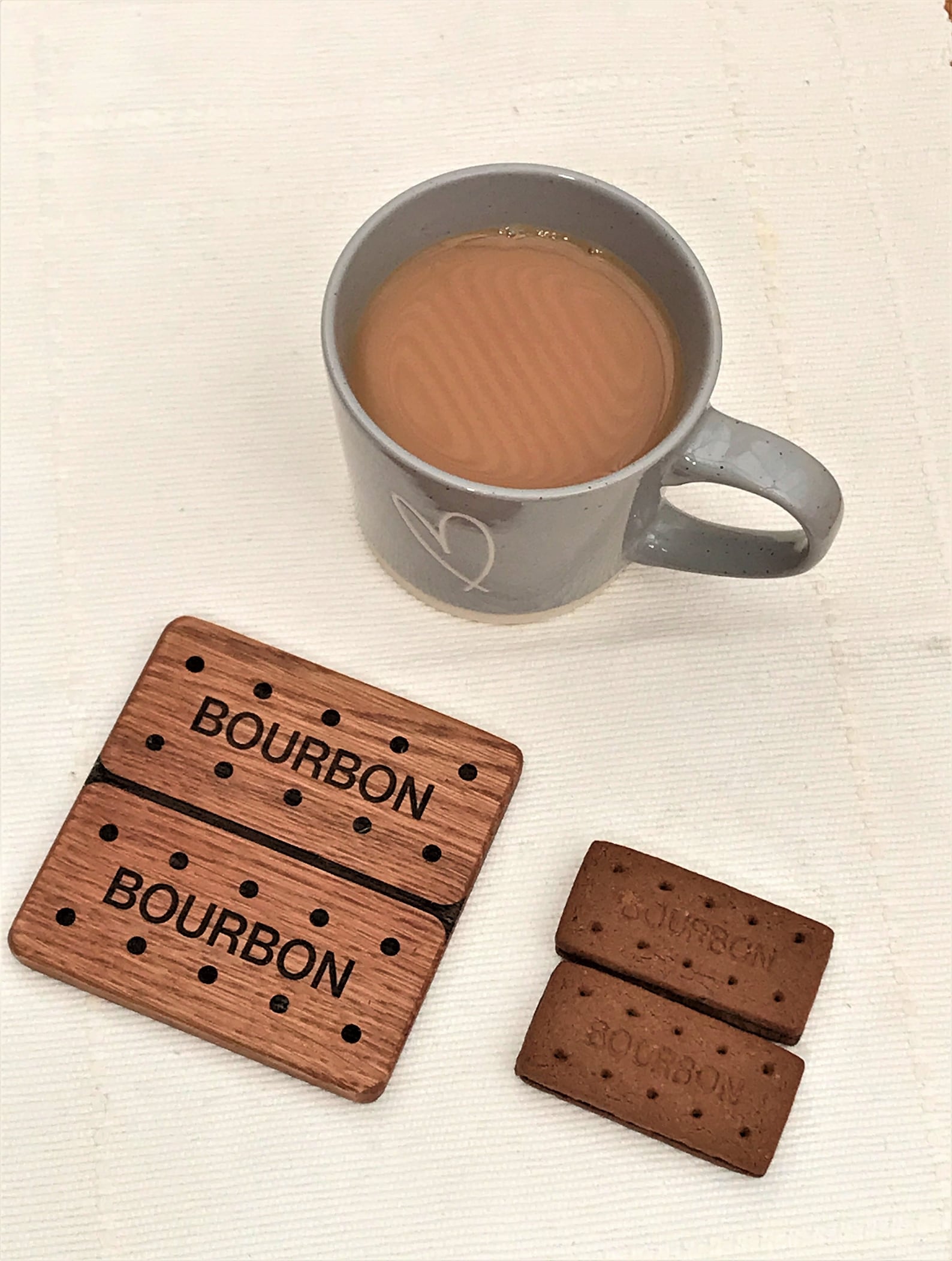 Personalised Bourbon Biscuit Coasters, Quirky Biscuit Coaster, Solid ...