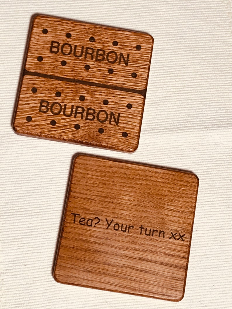 Personalised Bourbon Biscuit Coasters, Quirky Biscuit Coaster, Solid ...