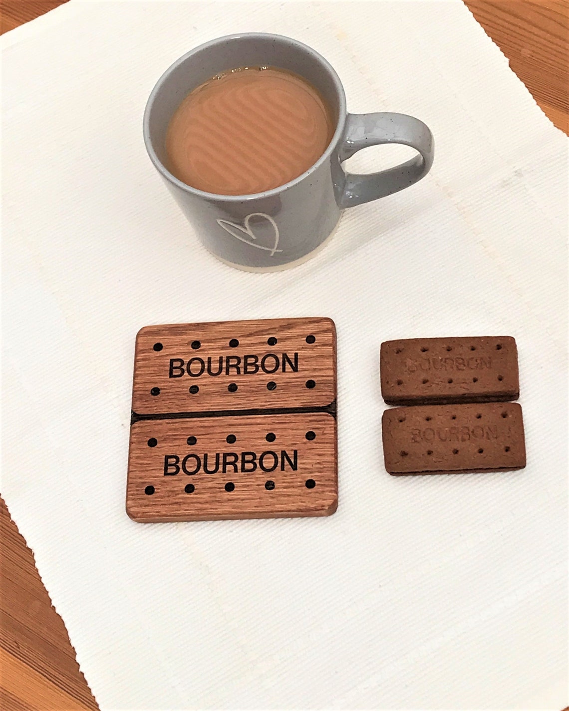 Personalised Bourbon Biscuit Coasters, Quirky Biscuit Coaster, Solid ...