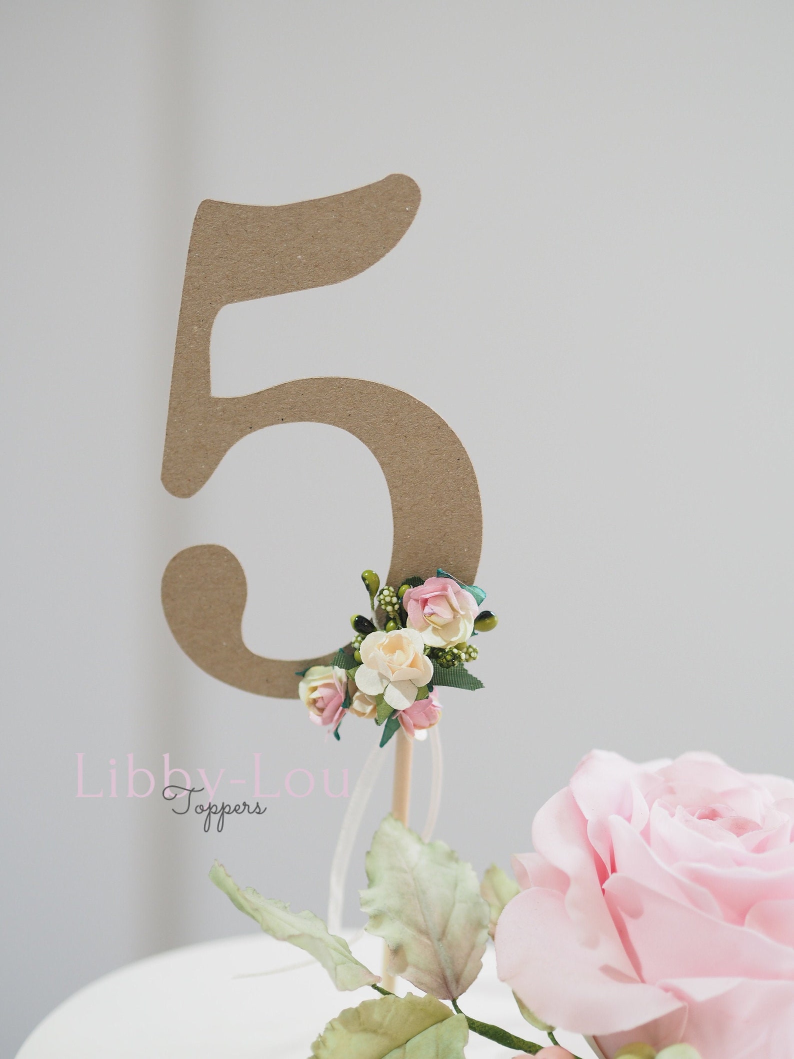 Pretty Floral 5th Birthday Cake Topper - Etsy