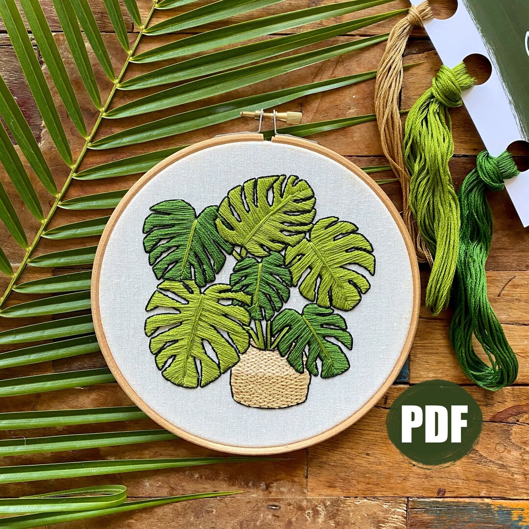 Monstera Embroidery Pattern | Digital Download Modern Embroidery ...