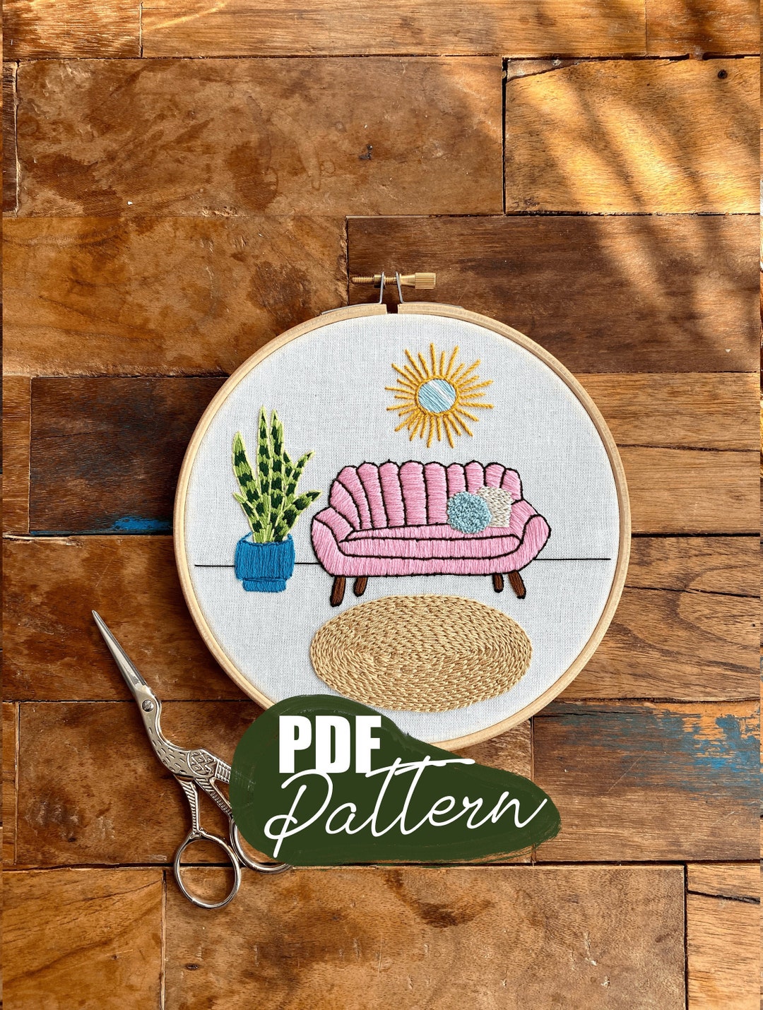 PDF Pattern Embroidery | Mid Century Modern Embroidery Design, Hand ...