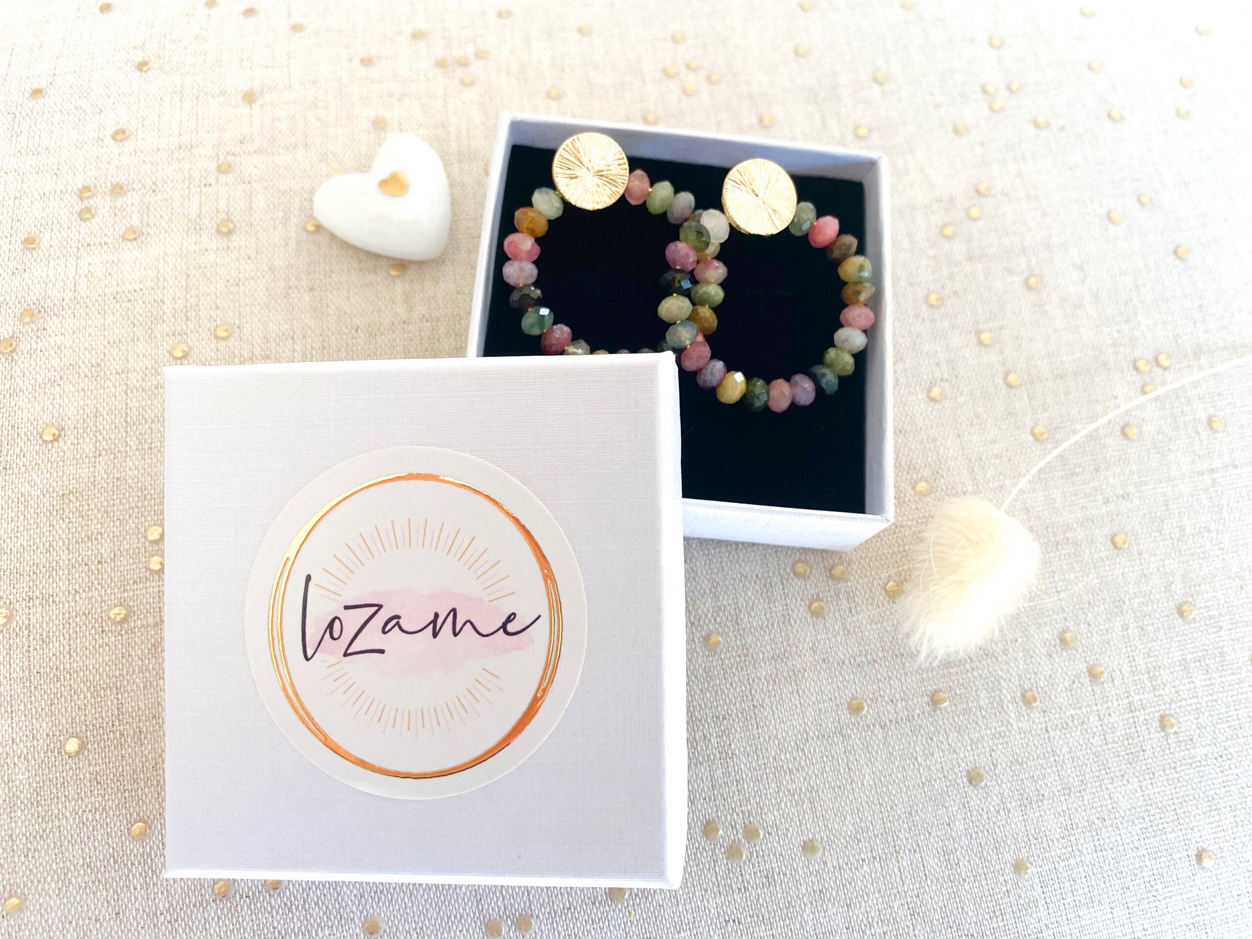 Anaïs Beaded Chain Necklace and 24k Gold-plated White Heart - Etsy UK