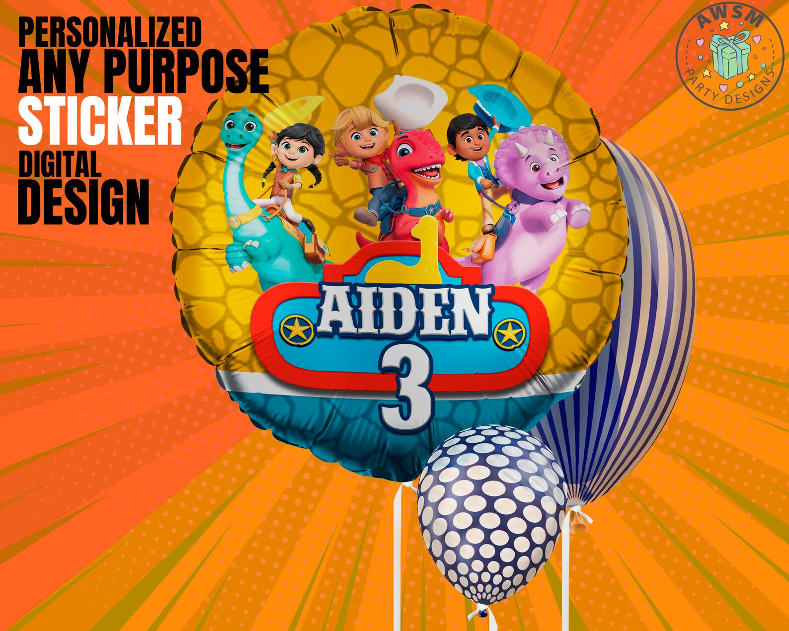 Dino Ranch Sticker design digital party decorations | Etsy