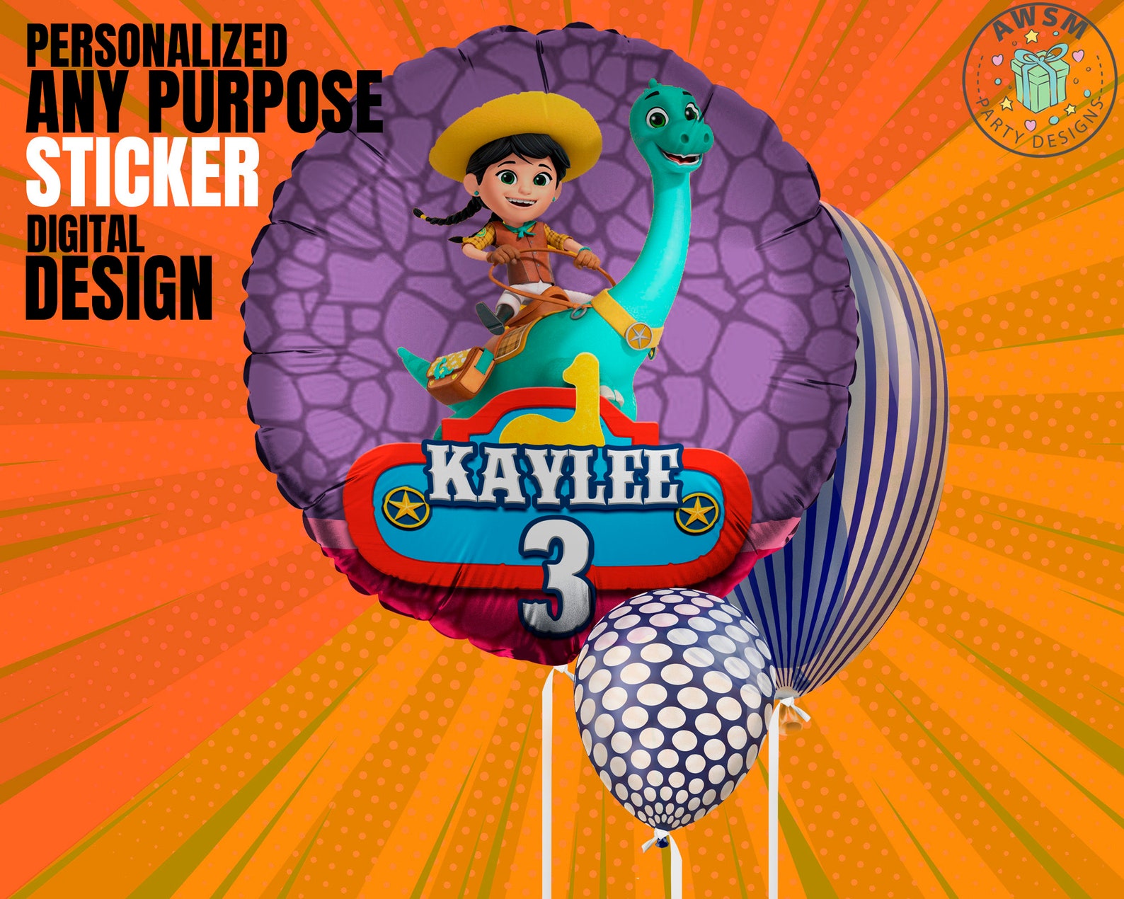 Dino Ranch Sticker design digital party decorations | Etsy