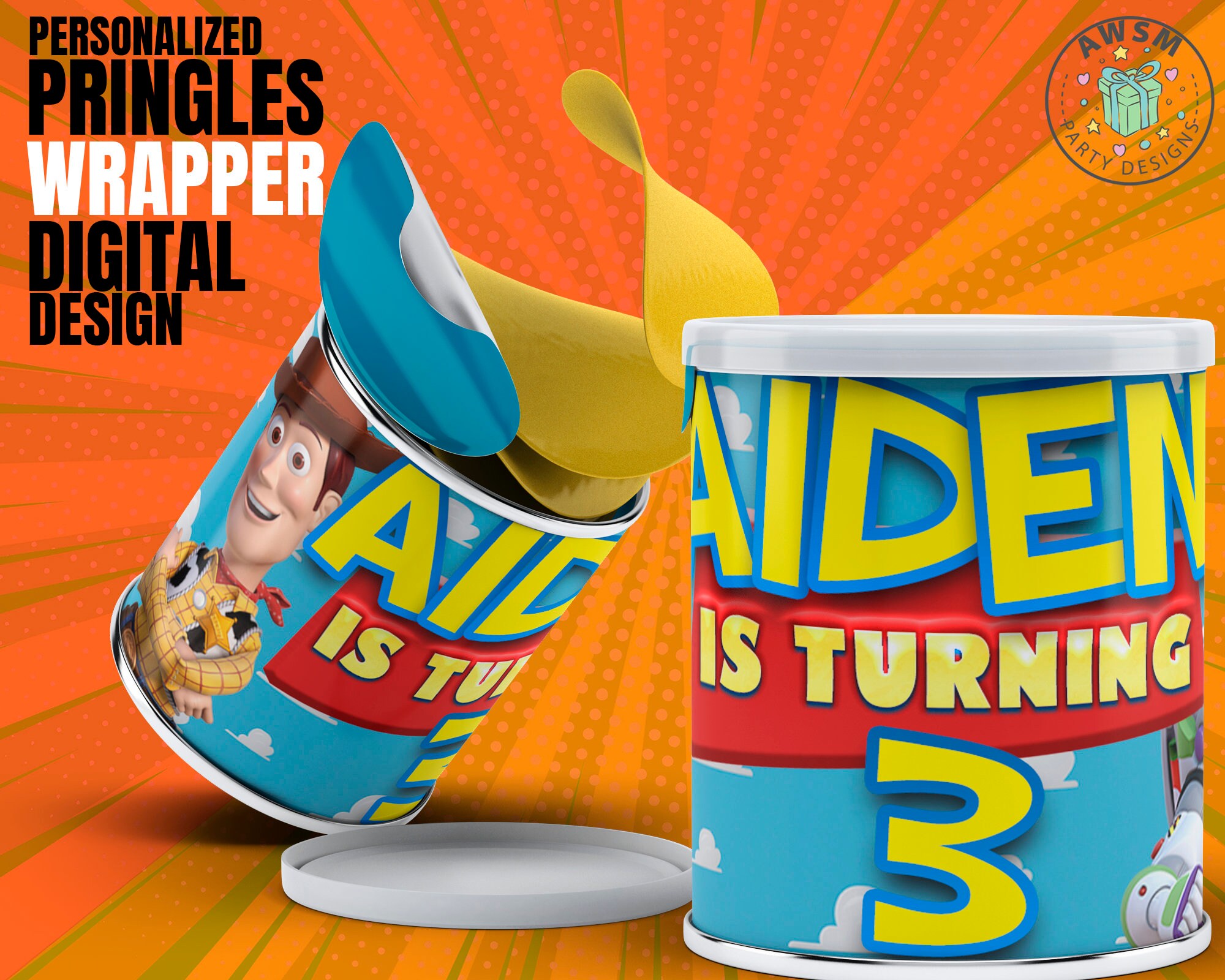 Toy Story Personalized Pringles Can Wrapper Design Digital | Etsy
