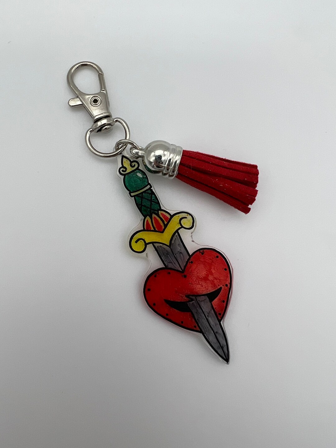 Heart and Dagger Keychain - Etsy