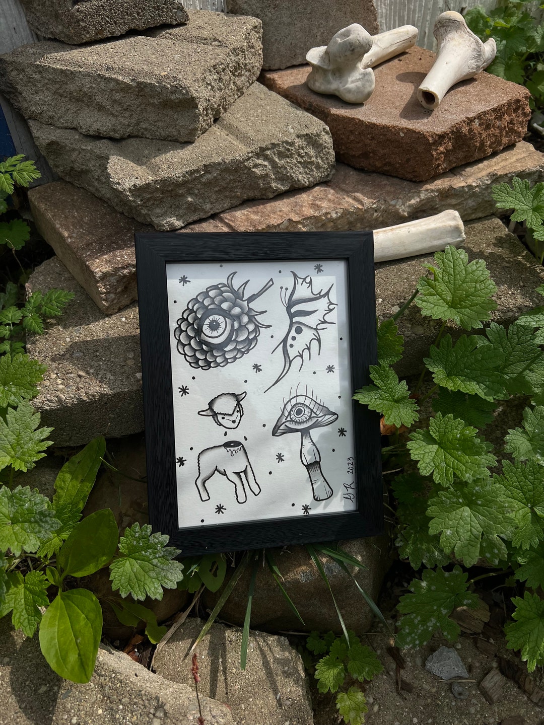Creepy Cool Hand Painted Tattoo Flash - Etsy