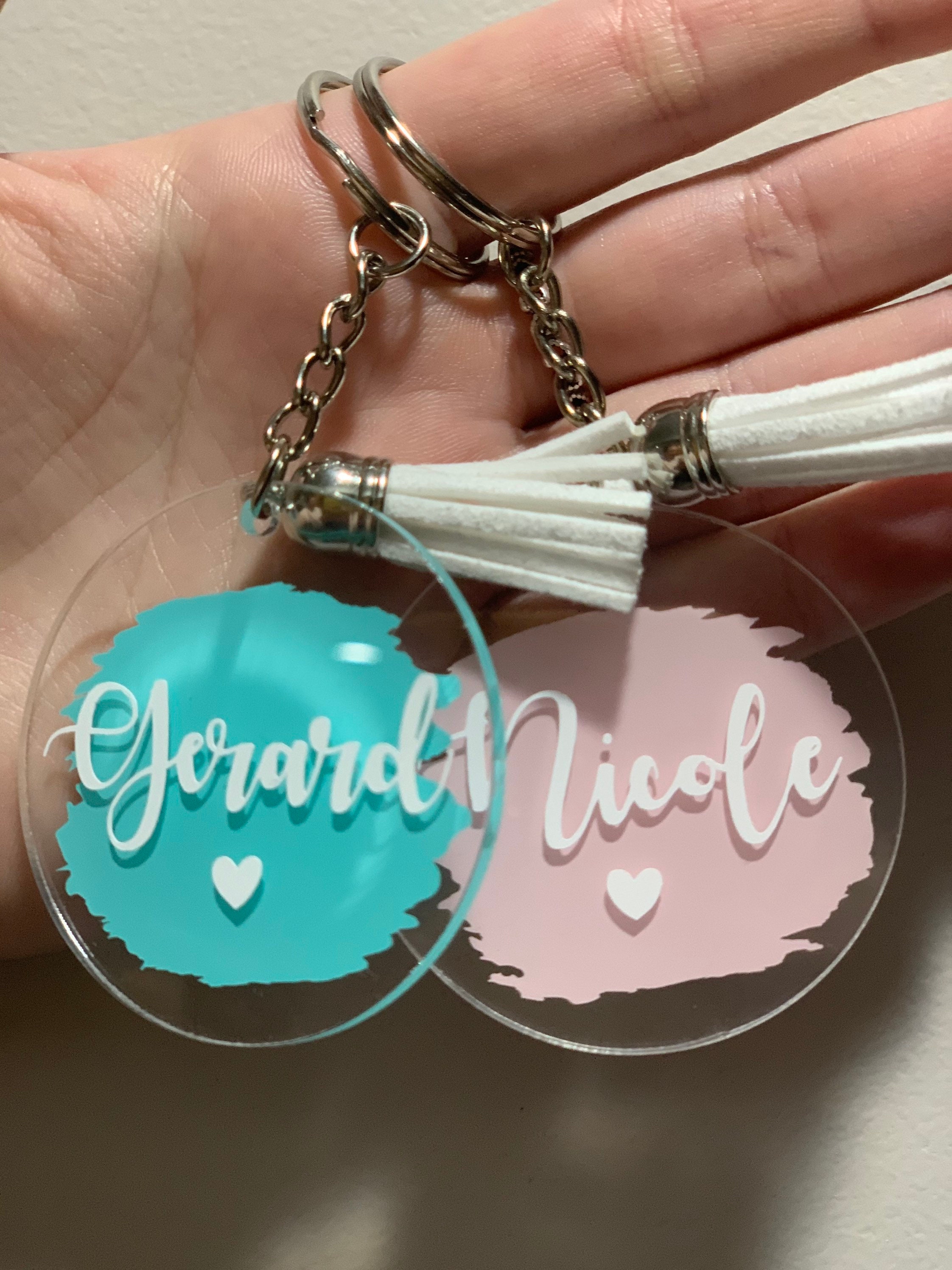 Personalized Circular Acrylic Keychain, Personalized Keyring, Custom ...