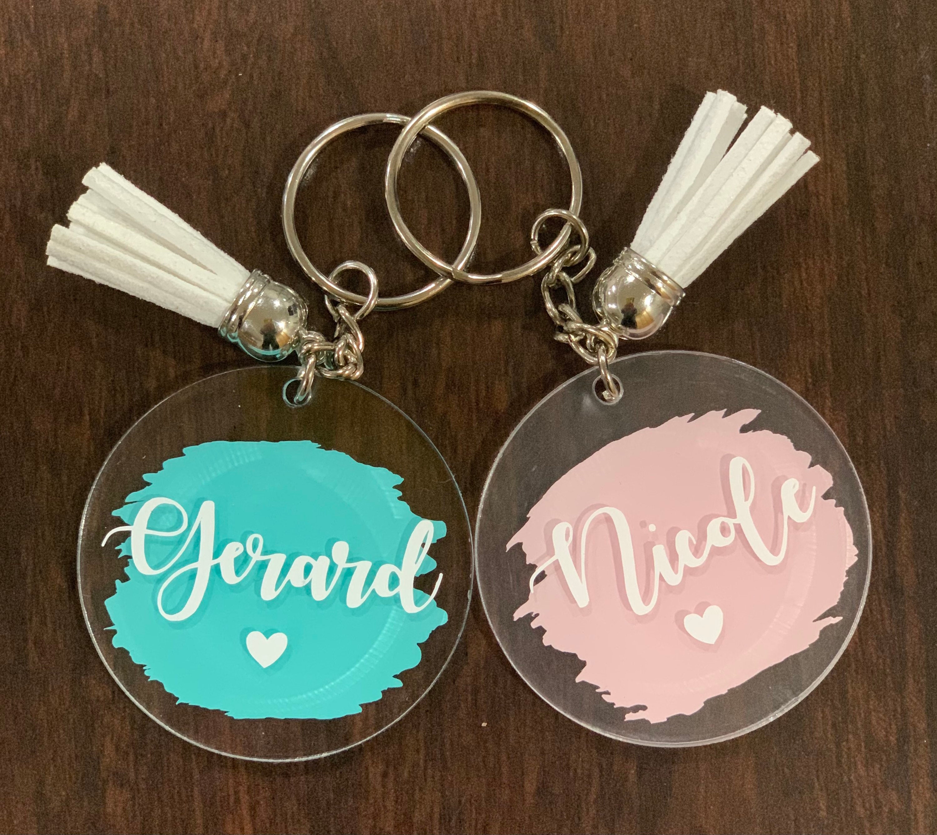 Personalized Circular Acrylic Keychain, Personalized Keyring, Custom ...