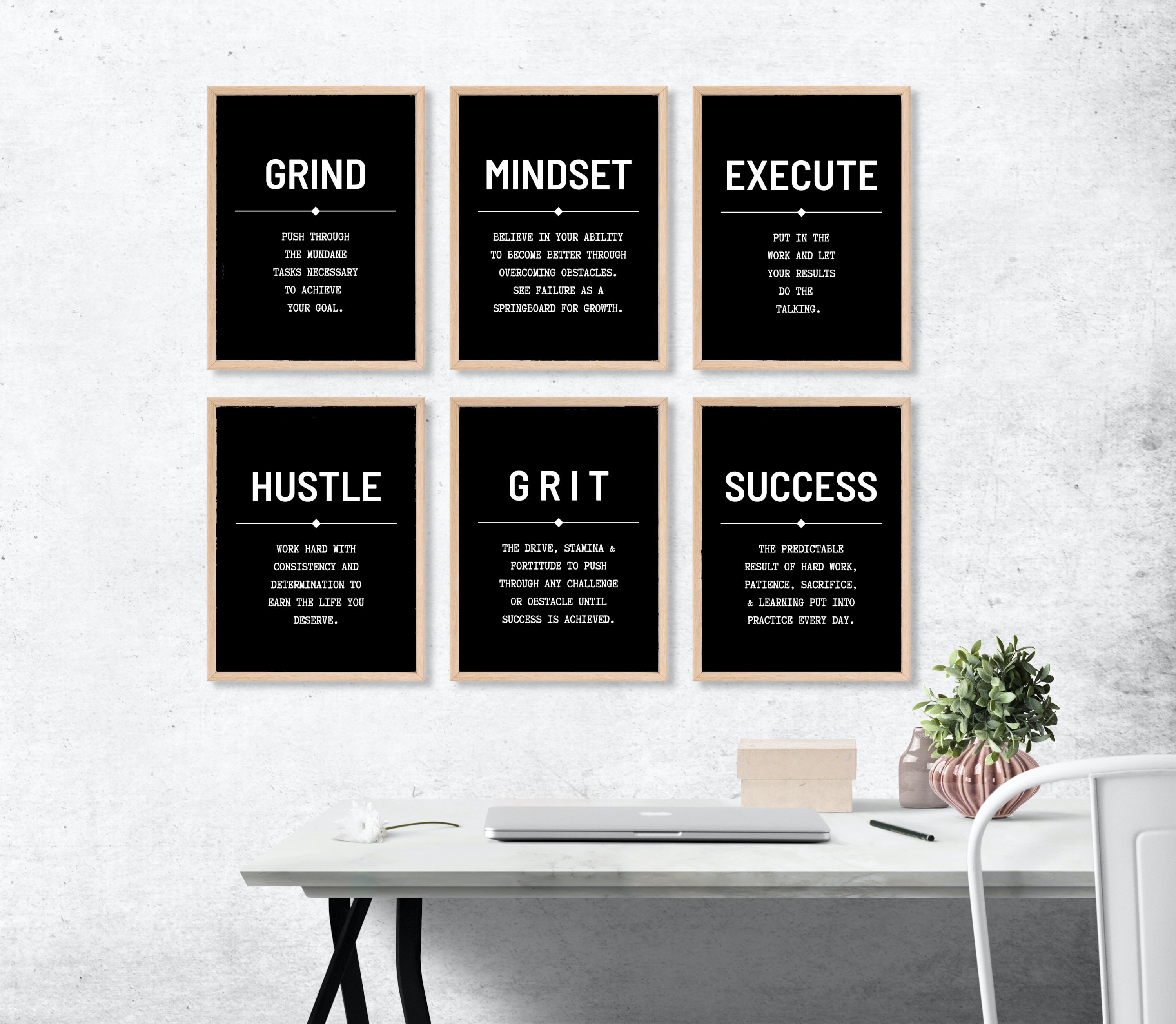 PRINTABLE Office Wall Art Décor, Motivational Wall Art Quotes SET of 6 ...