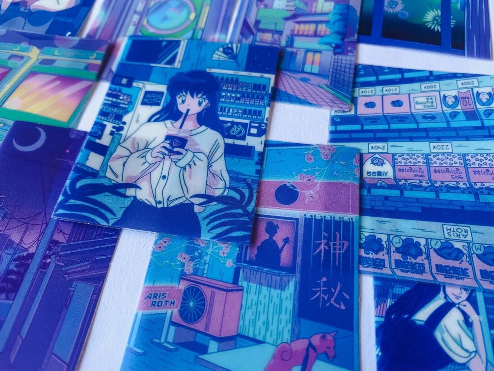 Anime Aesthetic Blue Sticker Pack Matte Satin | Etsy