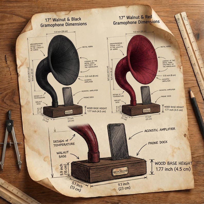 Acoustic Gramophone Speaker for Phone, Handmade Vintage Style Home ...