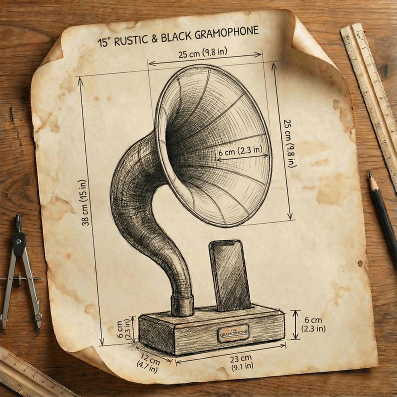 Acoustic Gramophone Speaker for Phone, Handmade Vintage Style Home ...
