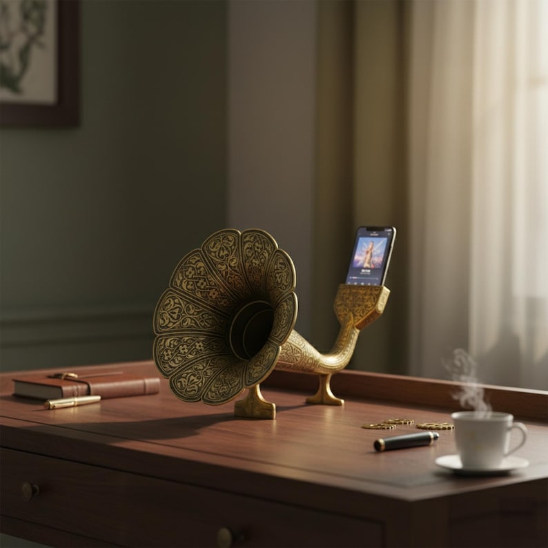 Gramophone iPhone Passive Speaker, Housewarming Gift, Acoustic iPhone ...