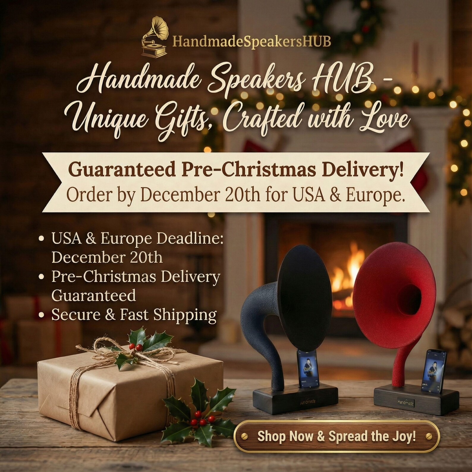 Gramophone iPhone Speaker, Housewarming Gifts, Handmade Gift for Music ...