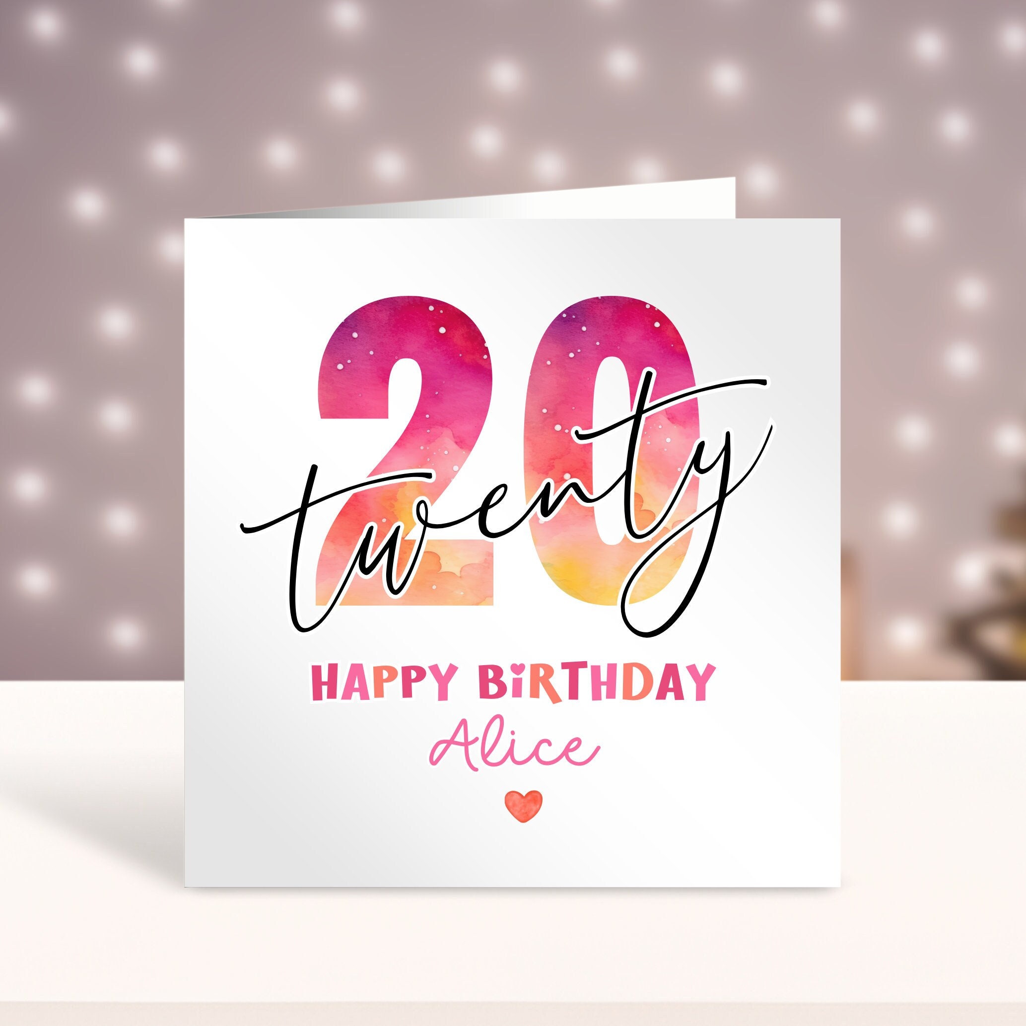Personalised 20 Th Birthday Card for Her, Any Age, Custom Card, Happy ...