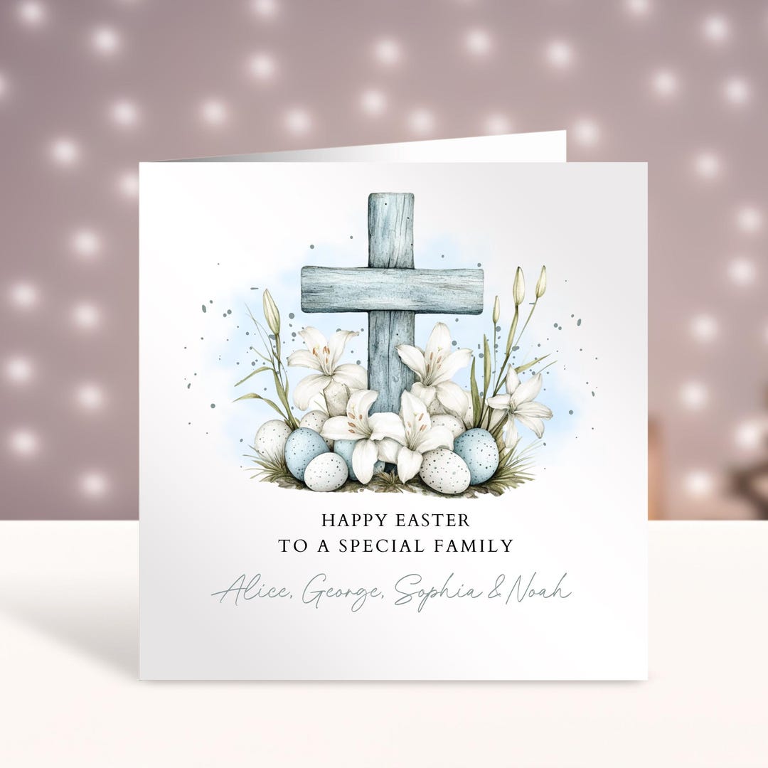 Personalised Easter Family Card, Easter Card for Friends, Card for ...