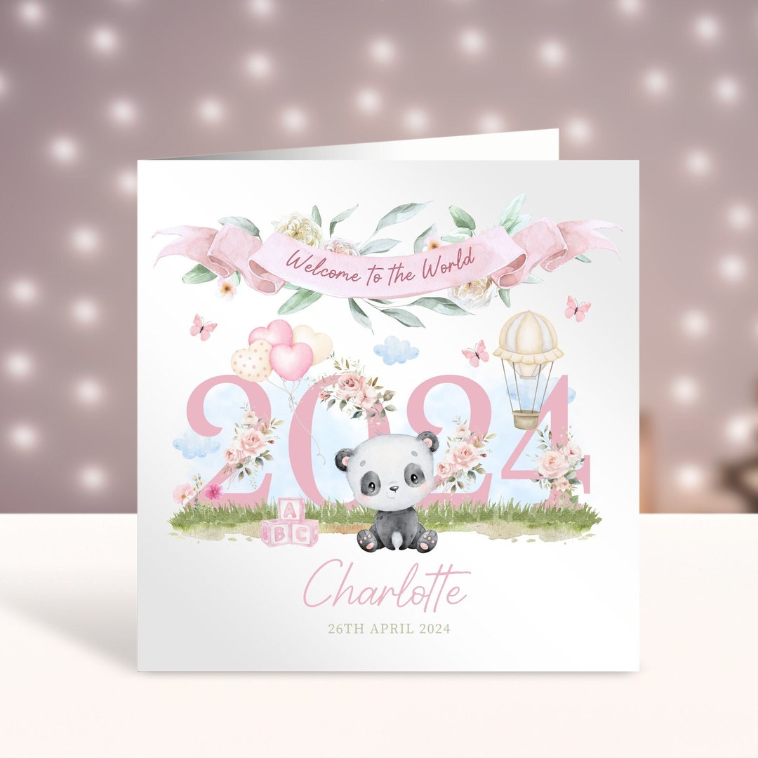 New Baby Card, Personalised Newborn Card for Girls, Daughter ...