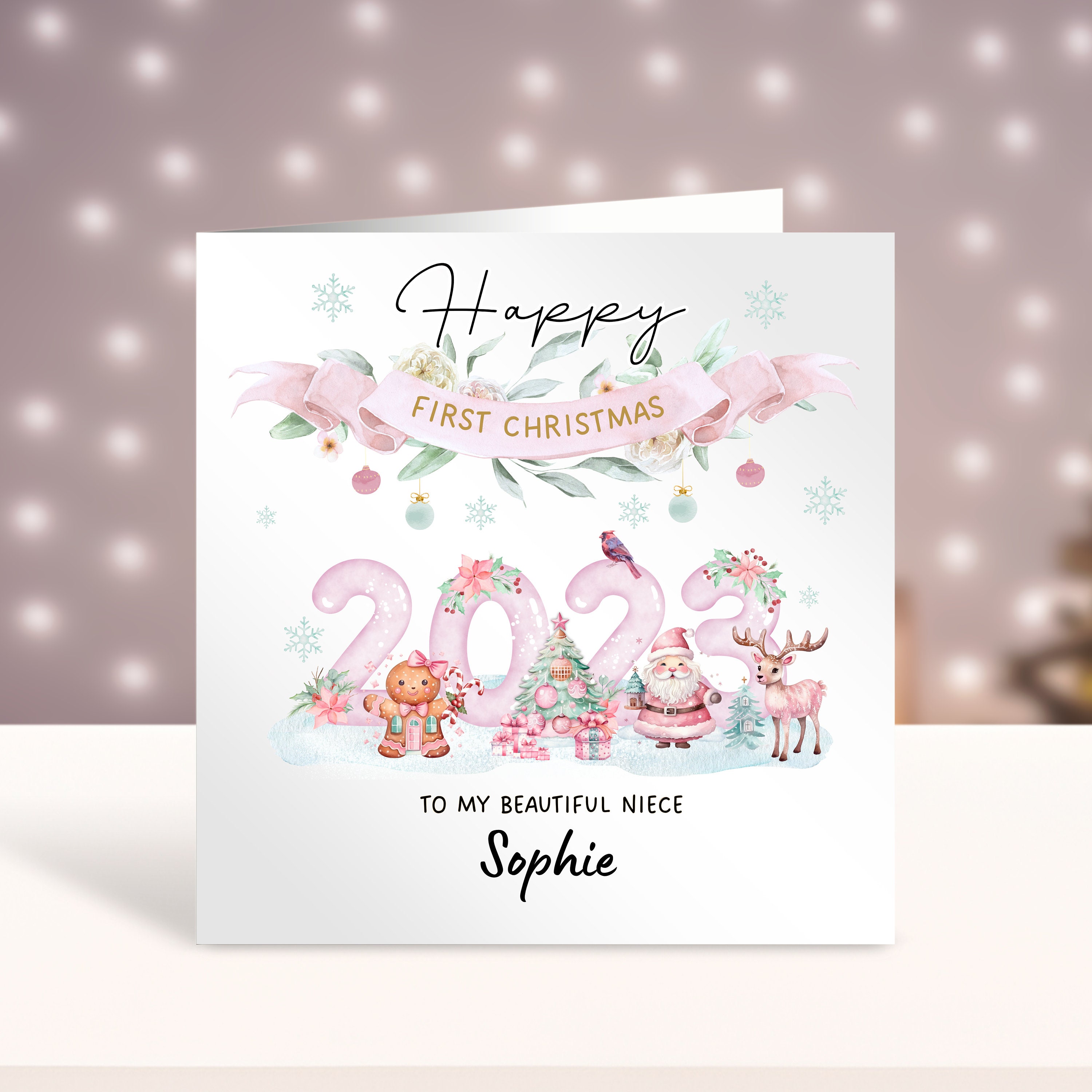 Personalised First Christmas Card, Baby's 1st Christmas Card, Card for ...