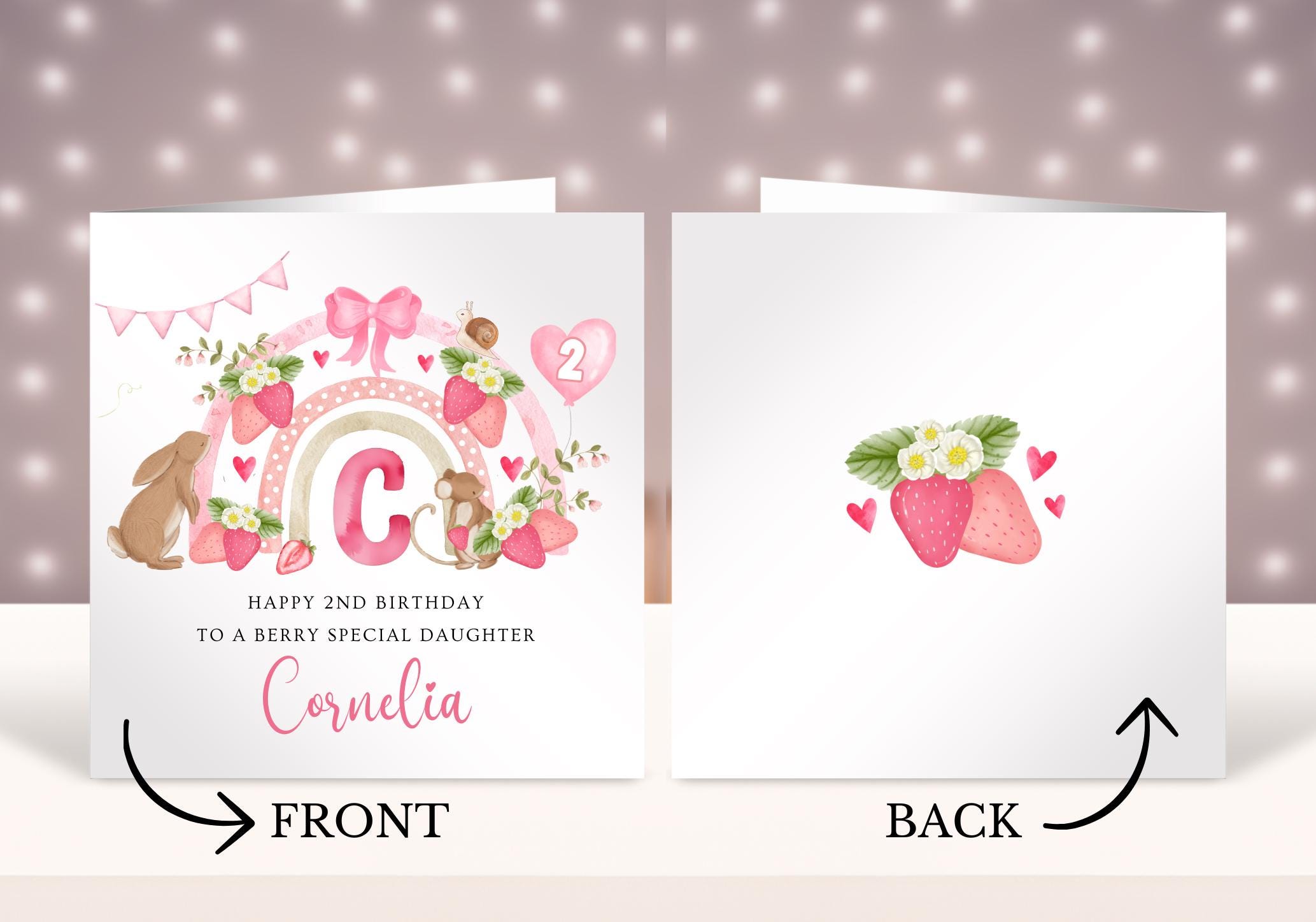 Strawberry Birthday Card, Berry Special Birthday, Personalised 1st ...