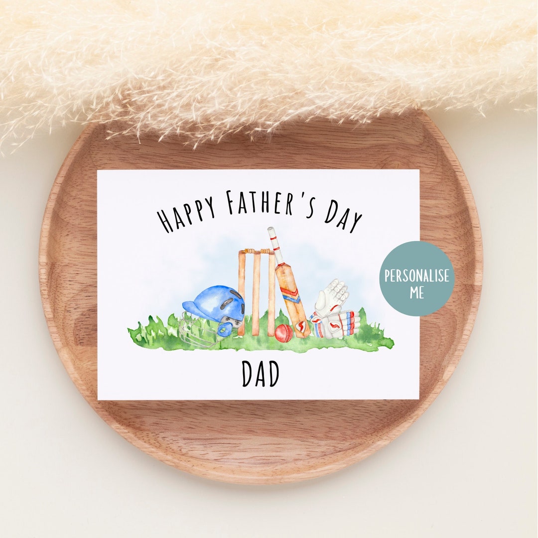 Personalised Father's Day Card, Cricket Card, Sports, Daddy, Grandad ...