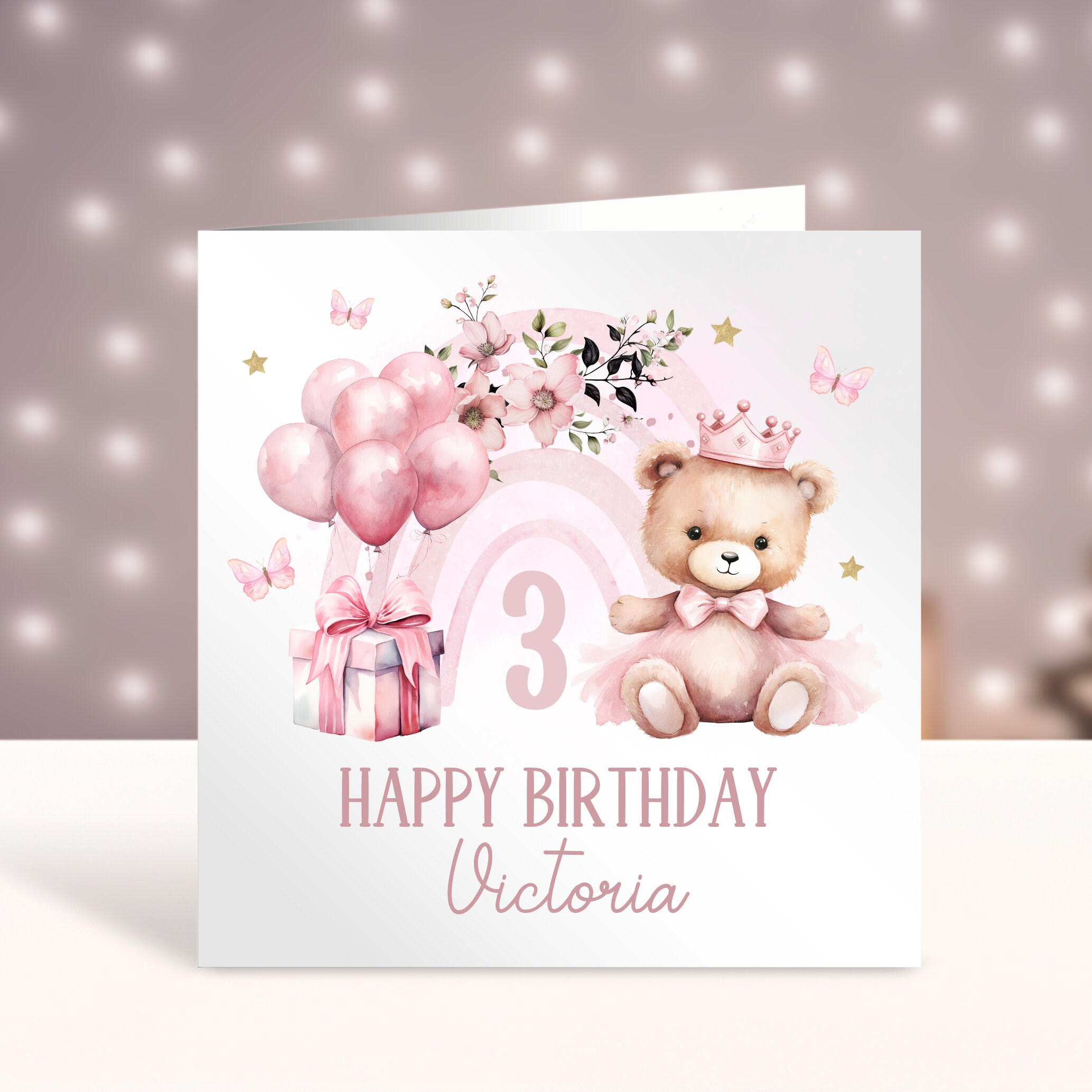 Personalised Little Bear Birthday Card, Any Age, First Birthday Teddy ...