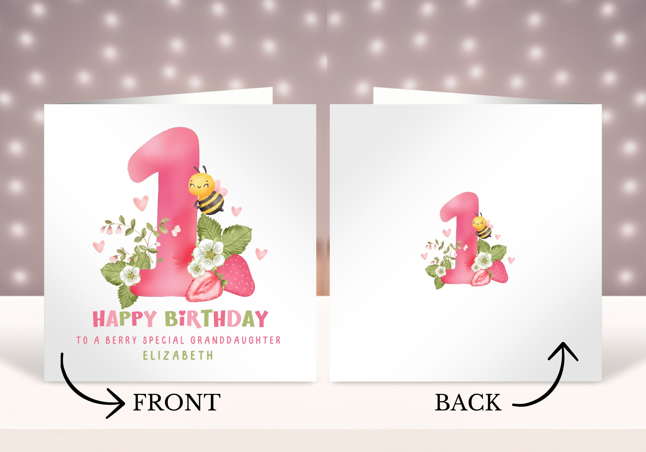 Strawberry Birthday Card, Berry Special Birthday, Personalised 1st ...