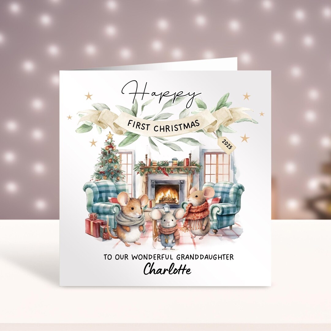 Personalised Christmas Card, Baby's 1st Christmas Card, Card for Girls ...