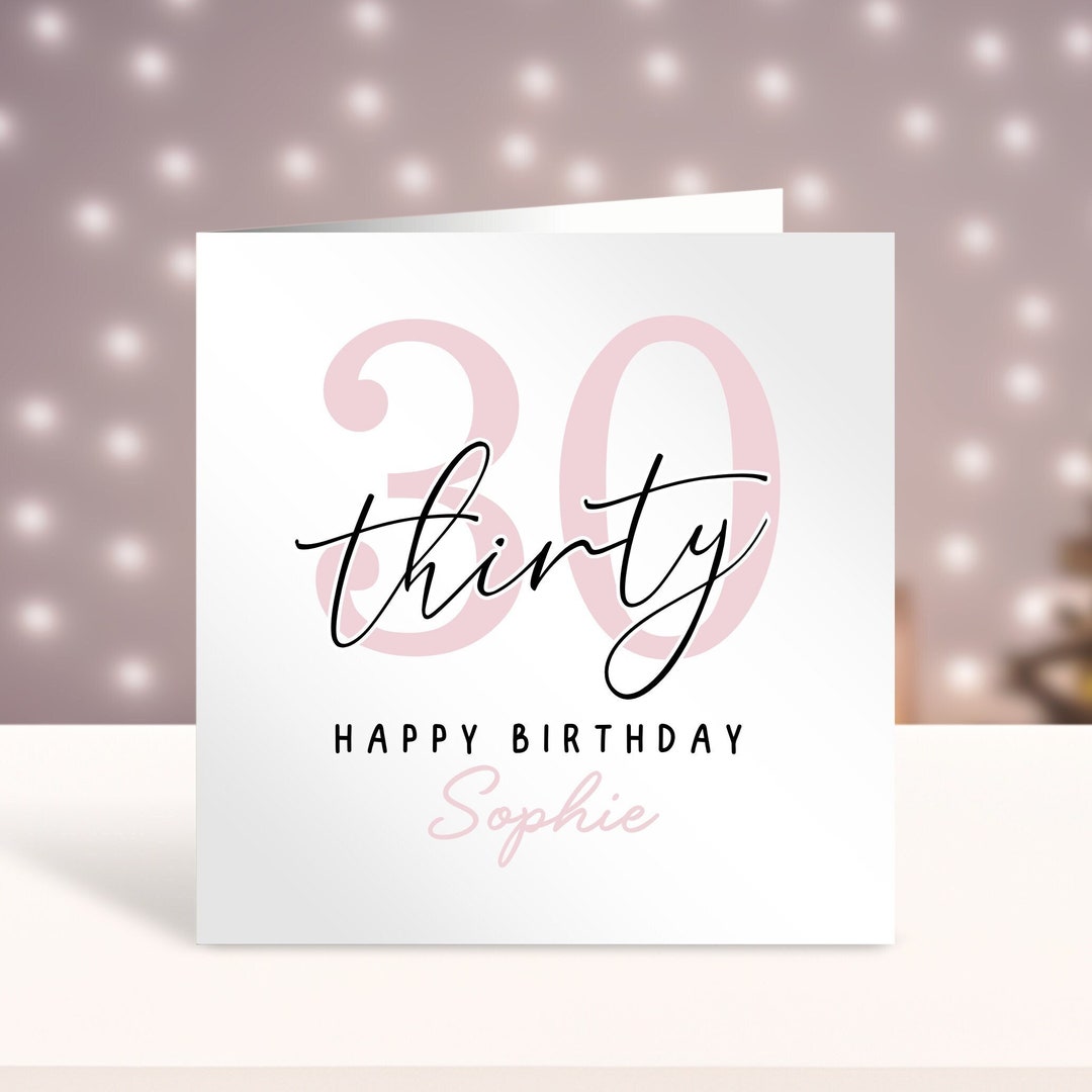 Personalised 30th Birthday Card for Her, Any Age, Custom Card, Happy ...