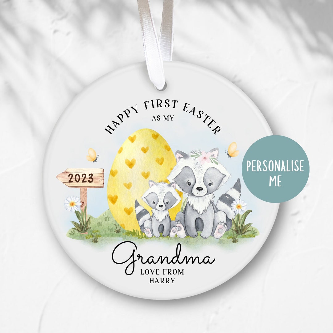 Personalized First Easter Ornament, Grandma Gift, Woodland Animals - Etsy