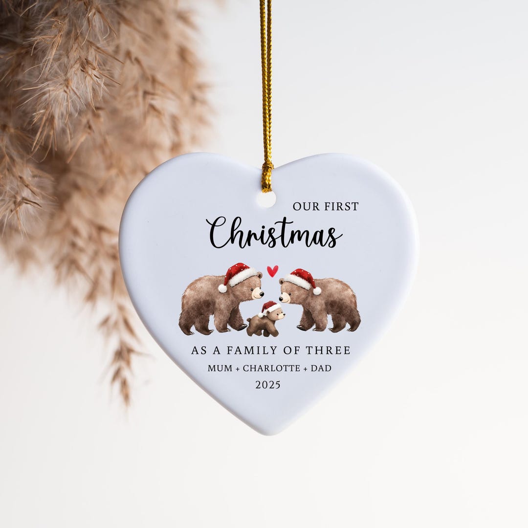 Personalised First Christmas as a Family of 3 Bauble 2025 - First ...