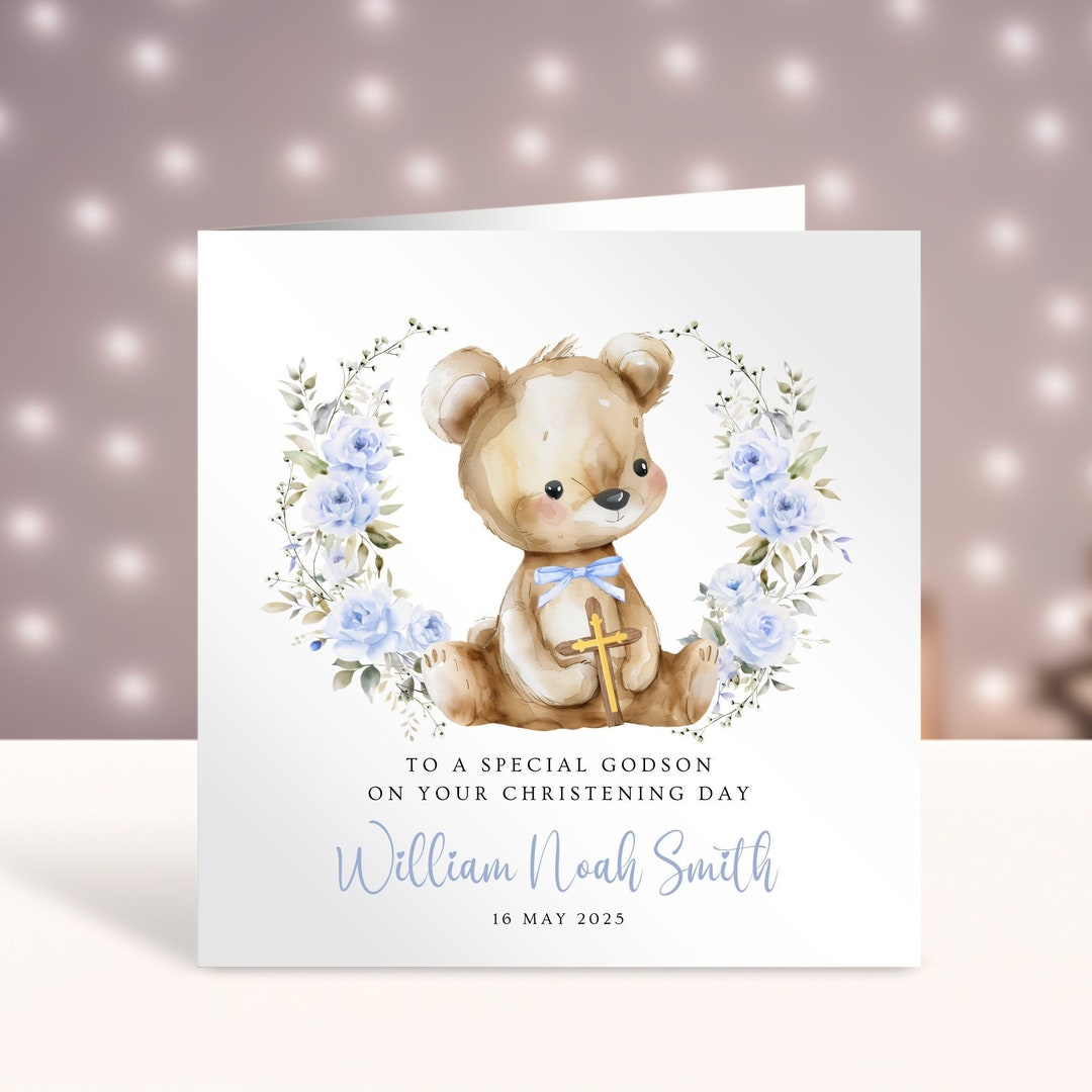 Personalised Christening Card, Baptism Card, Grandson Granddaughter Son ...