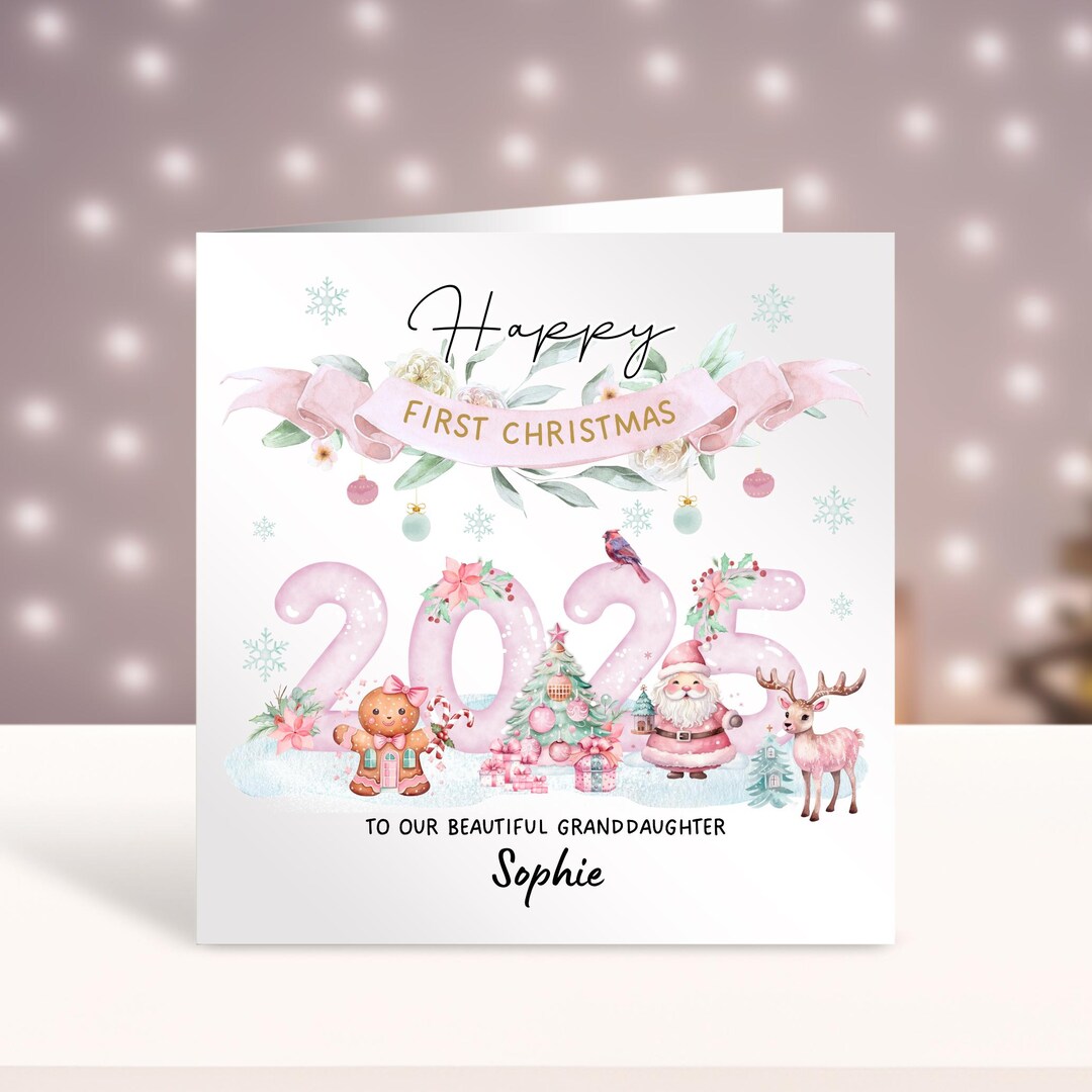 Personalised First Christmas Card, Baby's 1st Christmas Card, Card for ...