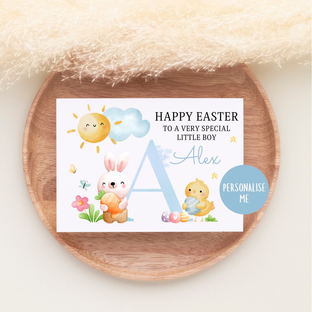 Personalised Easter Card, First Easter Card Son, Grandson, Rabbit ...