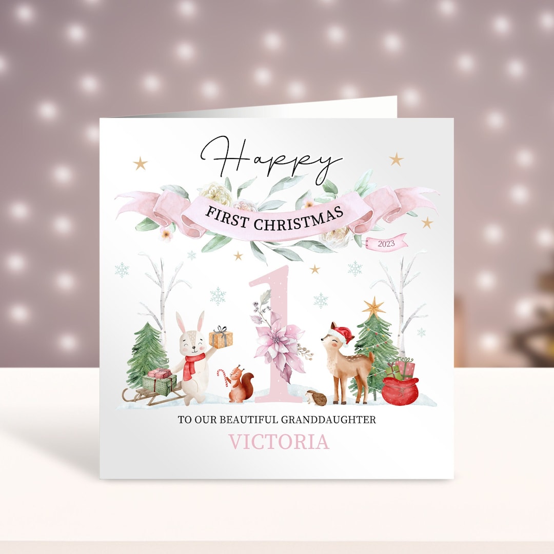 Personalised First Christmas Card, Baby's 1st Christmas Card, Card for ...